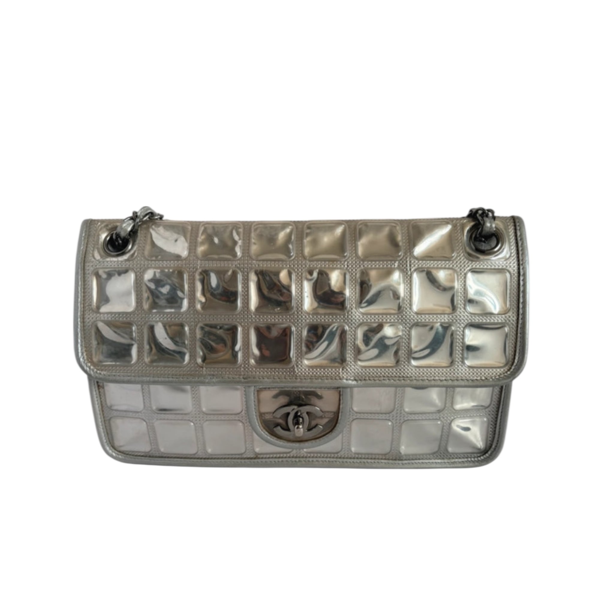 Chanel Ice Cube Limited Edition Classic Flap bag in metallic silver PV ...